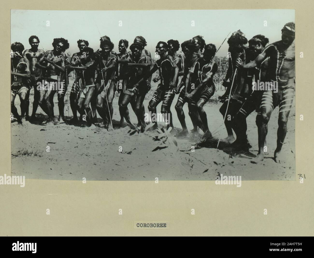 Australia, A group of aboriginal men dancing.Caption reads: Coroboree ...