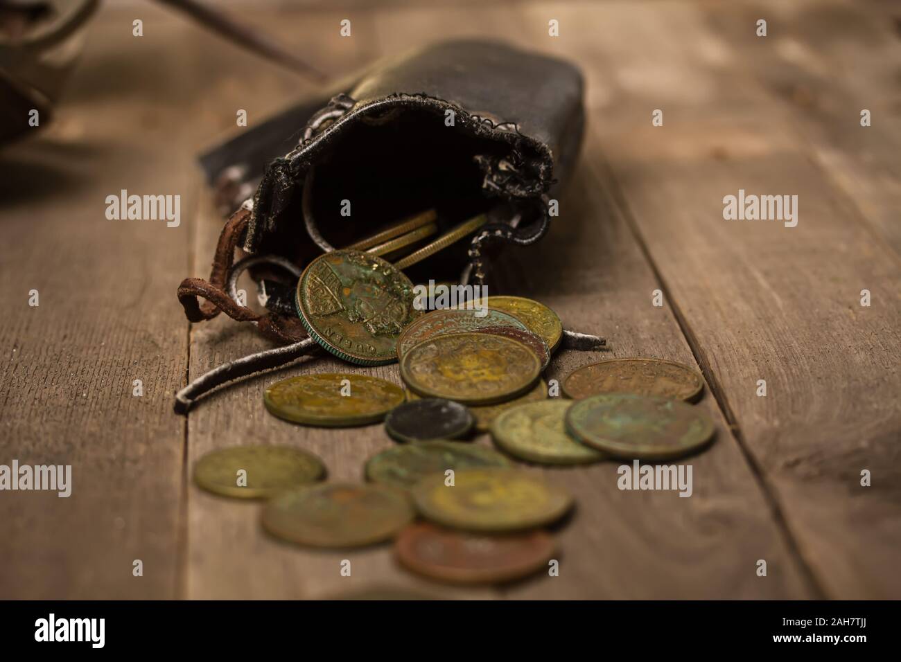 Bag coins antique hi-res stock photography and images - Alamy