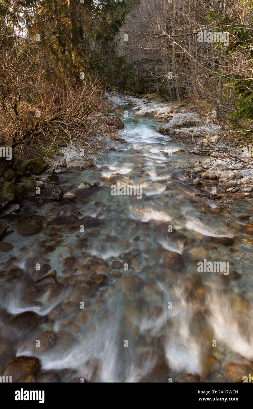River in chamonix shot with a long shutter speed Stock Photo - Alamy