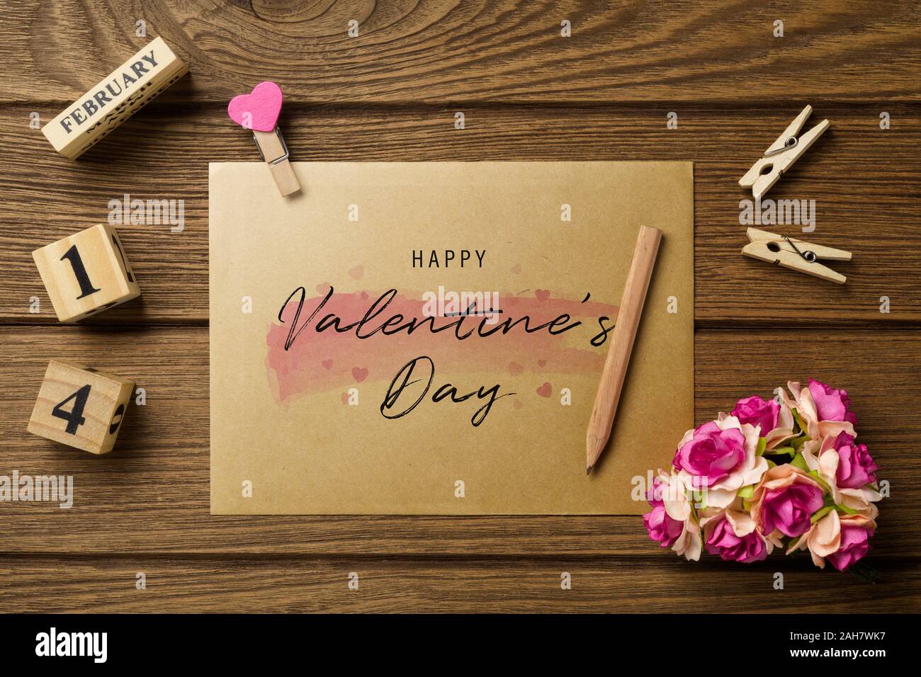 Mockup blank envelop on wood table for Valentine's Day. Mock up for ...