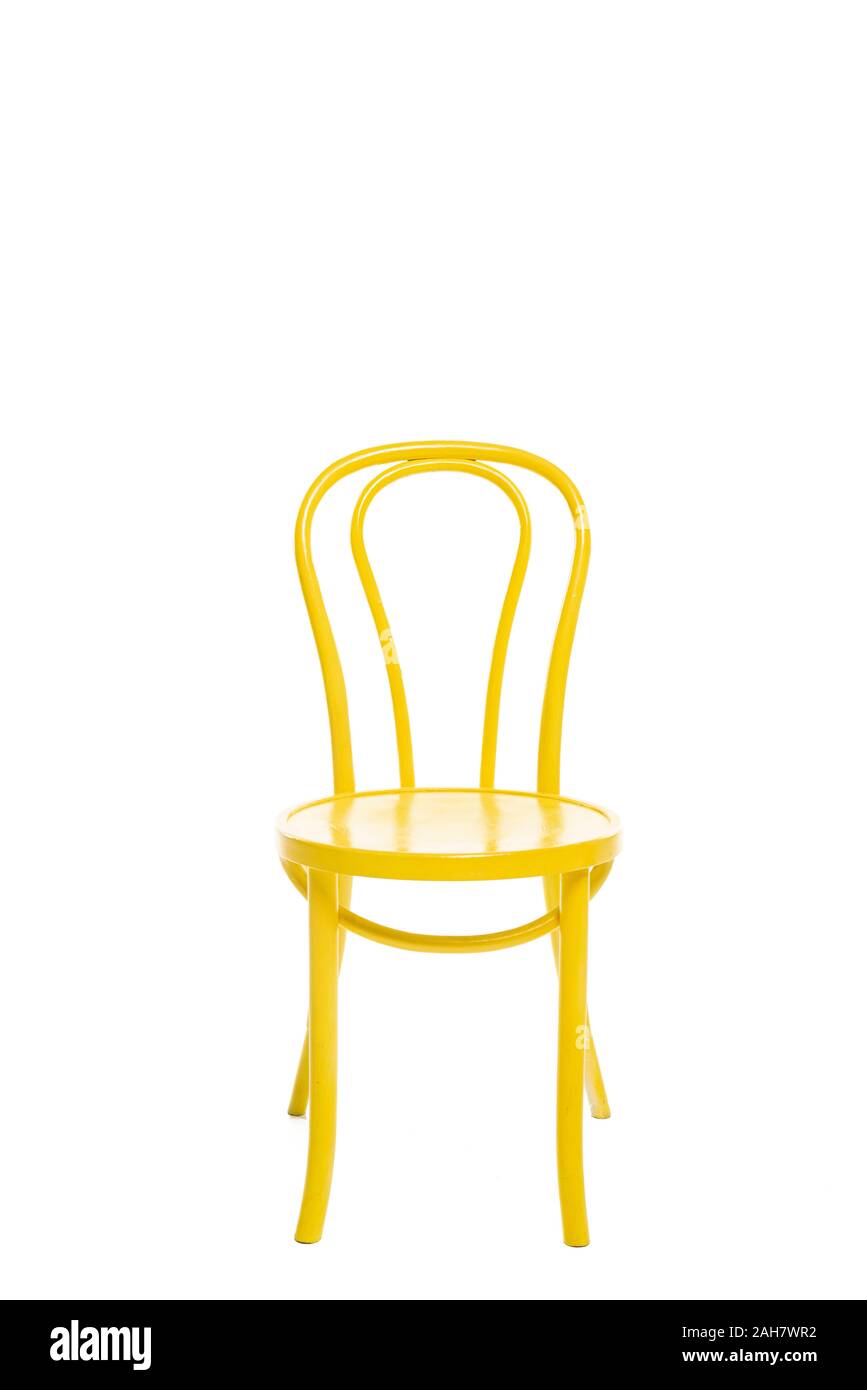 Yellow wooden chair isolated on white Stock Photo - Alamy