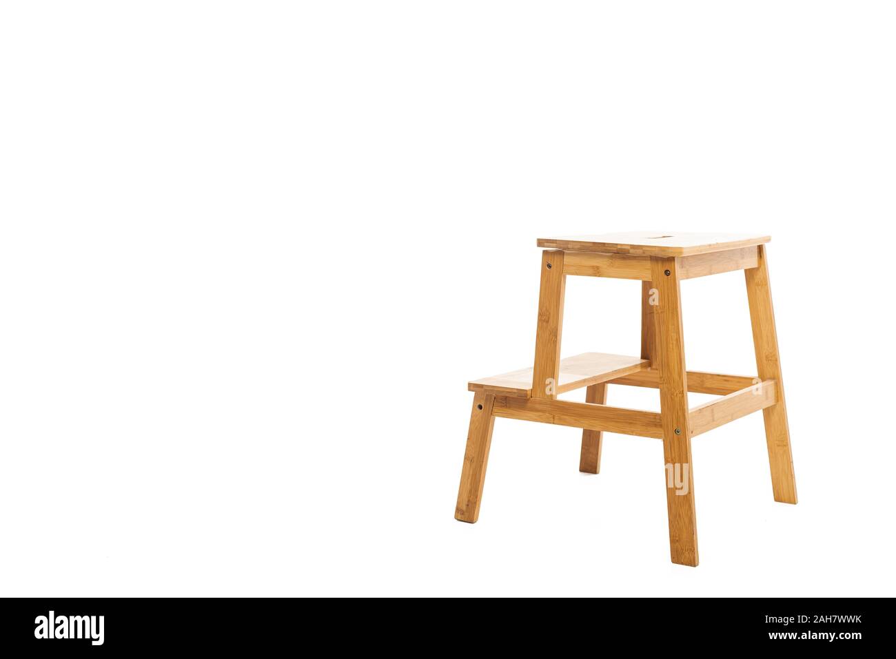 Brown wooden step stool isolated on white Stock Photo - Alamy