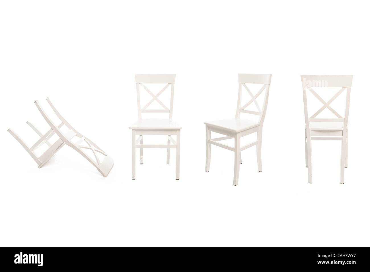 White wooden chairs isolated on white Stock Photo - Alamy