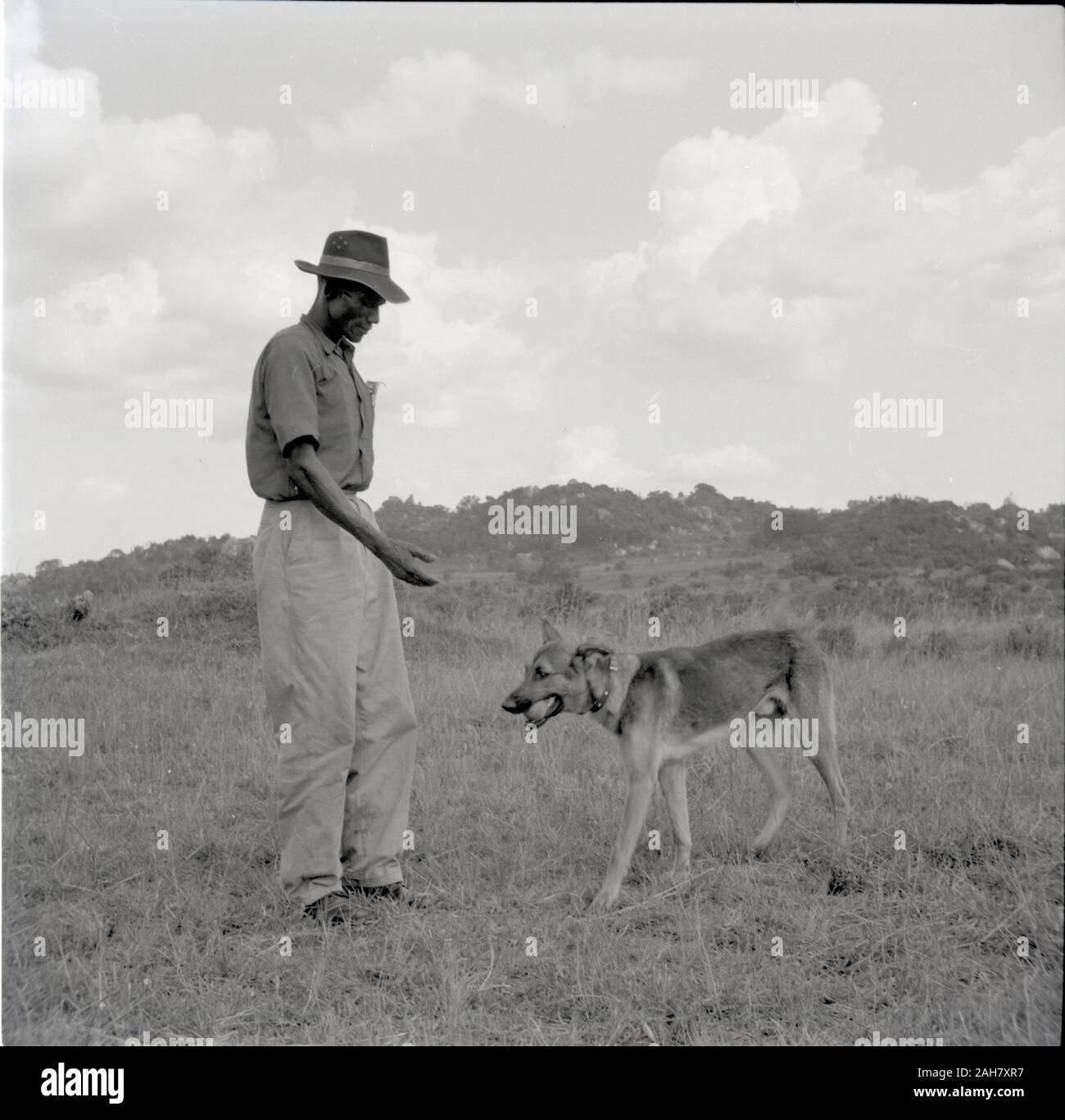 Kenya, Ruel: KuriaMan with dog, circa 1958. 2012/001/6/2/19C Stock ...