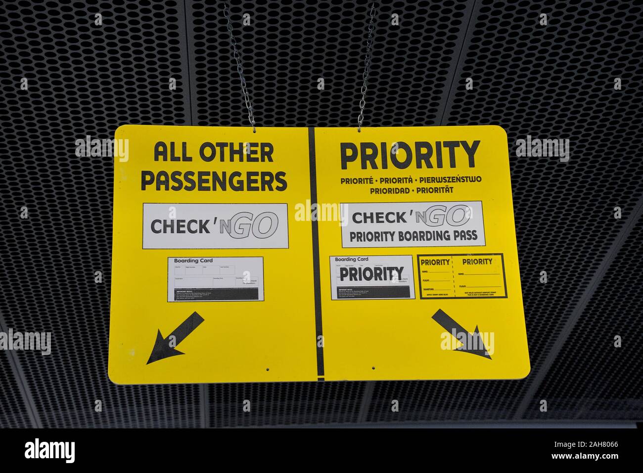 Sign at Airport for Priority and Normal Passenger Boarding of Aircraft ...