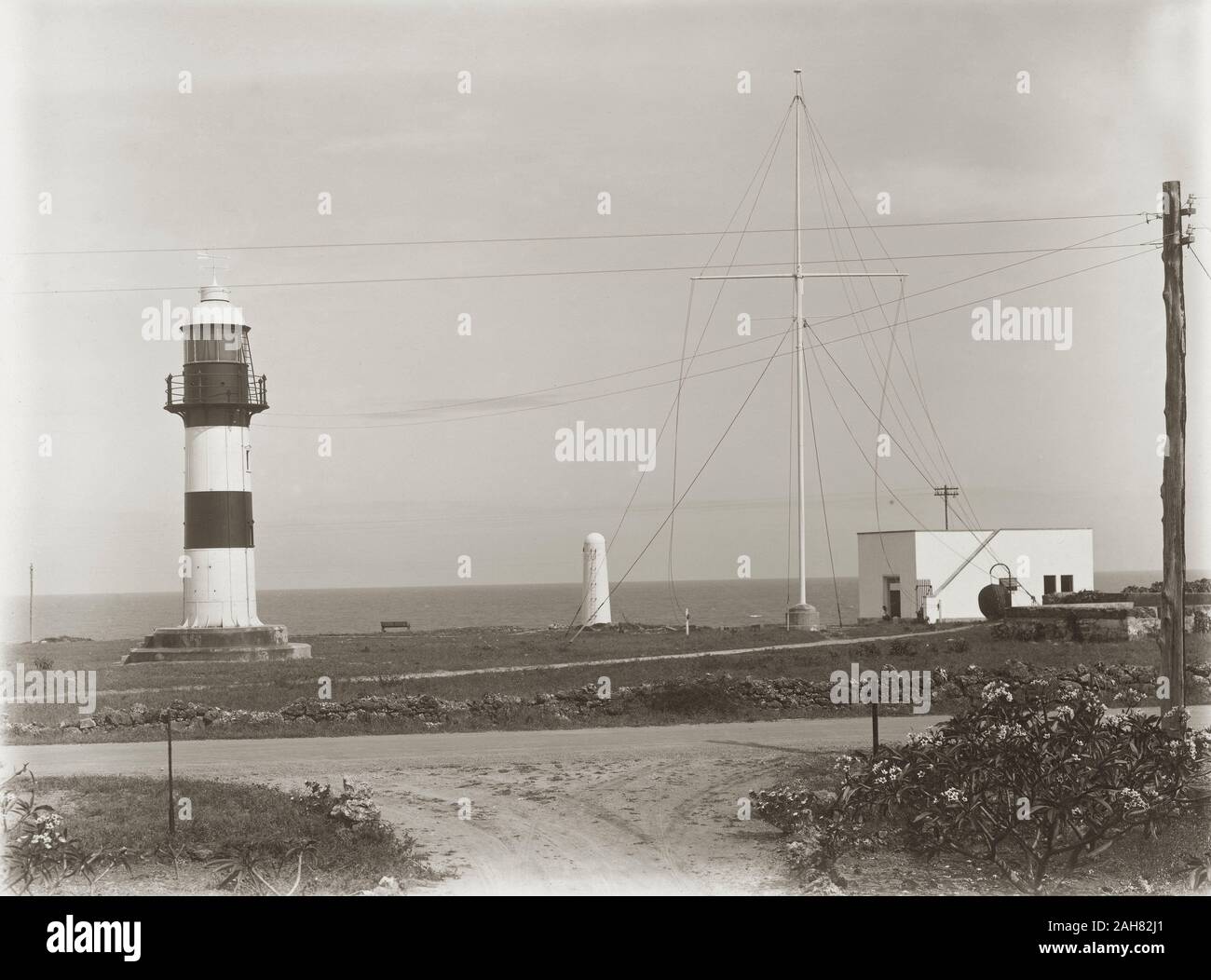 Kenya, View of lighthouse and radio transmission installation at Ras ...
