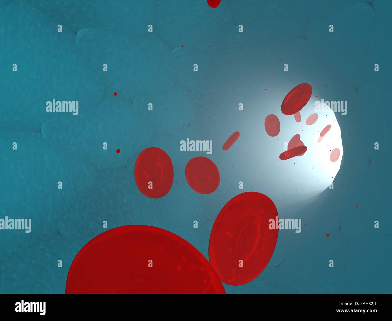 Red blood cells flowing inside a blood vessel 3D CGI render Stock Photo ...