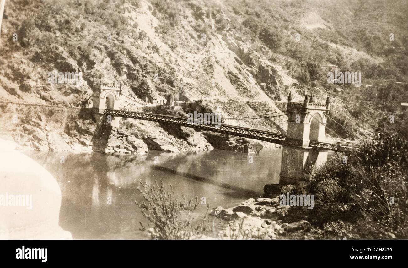 India, View of Victoria Bridge over the Beas River at Mandi. The ...