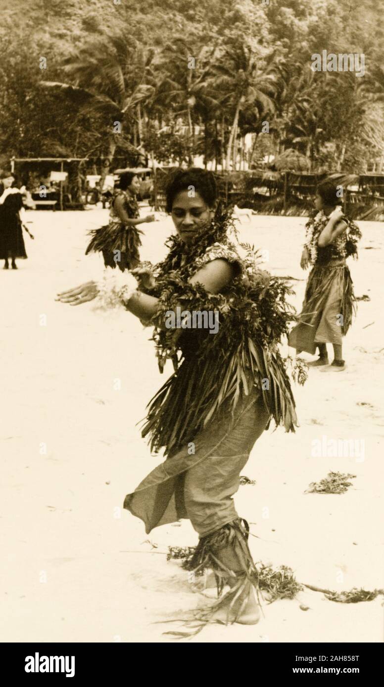 FijiPacific Islands, A Fijian woman performs a traditional dance on a ...