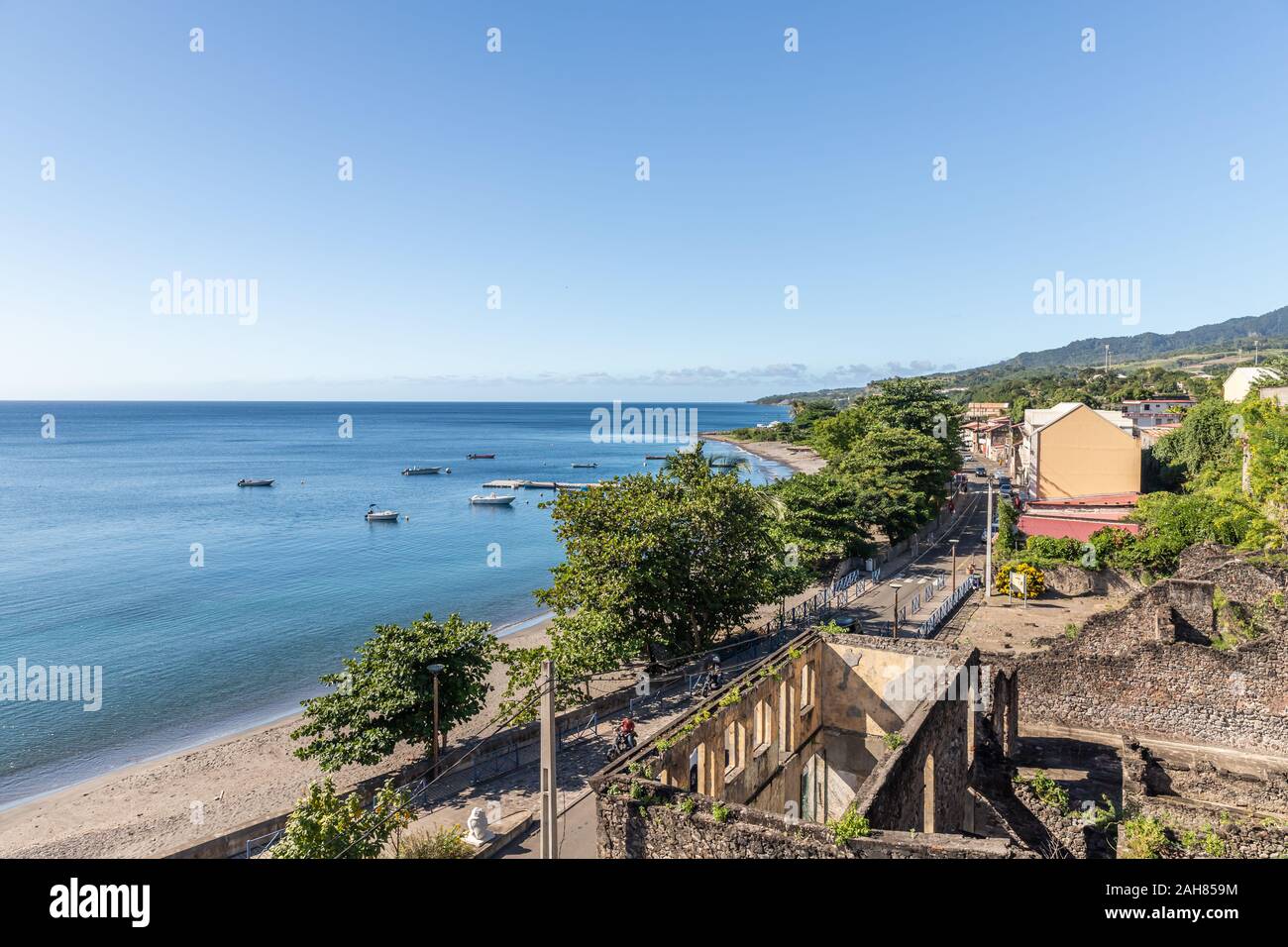 Ruins after volcano eruption in Saint-Pierre, Martinique, France Stock ...