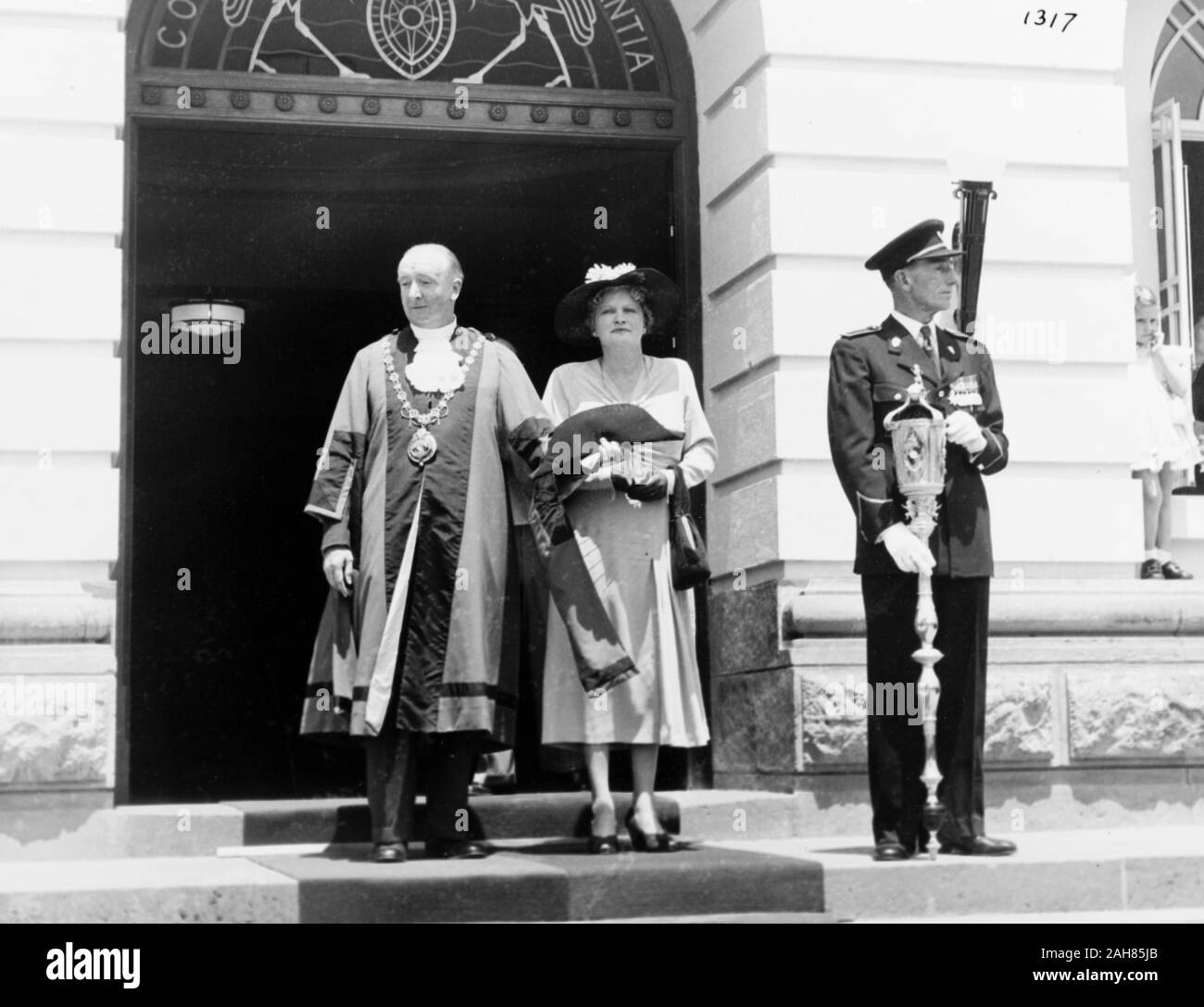 Kenya, Standing on the front steps of Nairobi City Hall are the Mayor ...