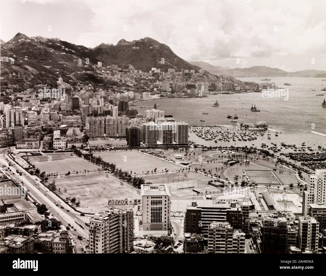 Hong Kong, View over Victoria Park on Hong Kong Island, located on the ...