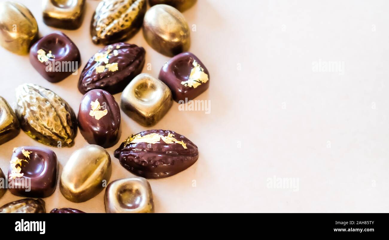 Dark chocolate pralines Stock Photo - Alamy