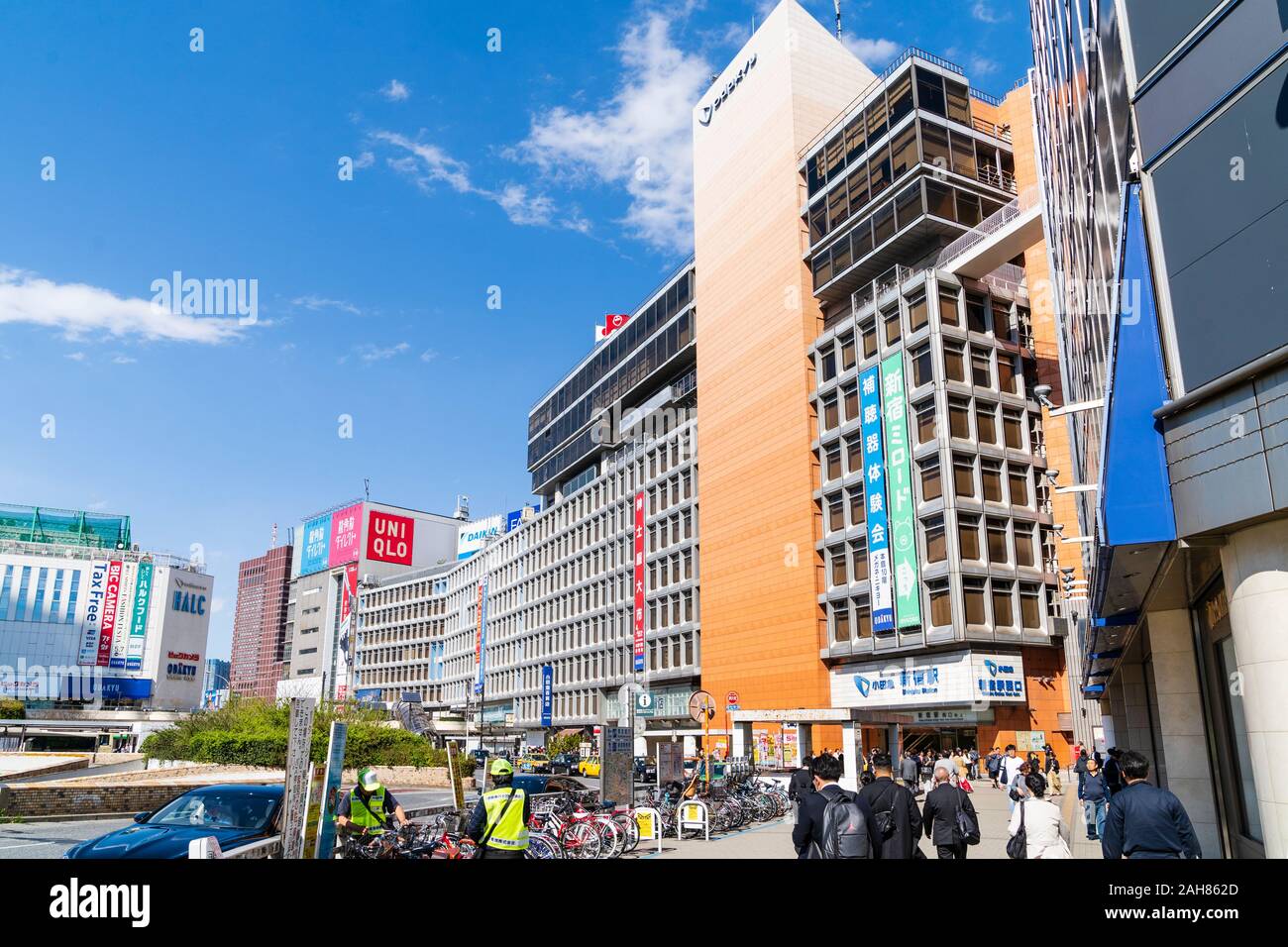 Daytime view along the pavement with the bicycle parking area, the West ...