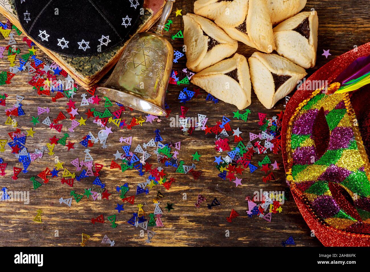 Traditional jewish carnival holiday Purim celebration and cookies ...