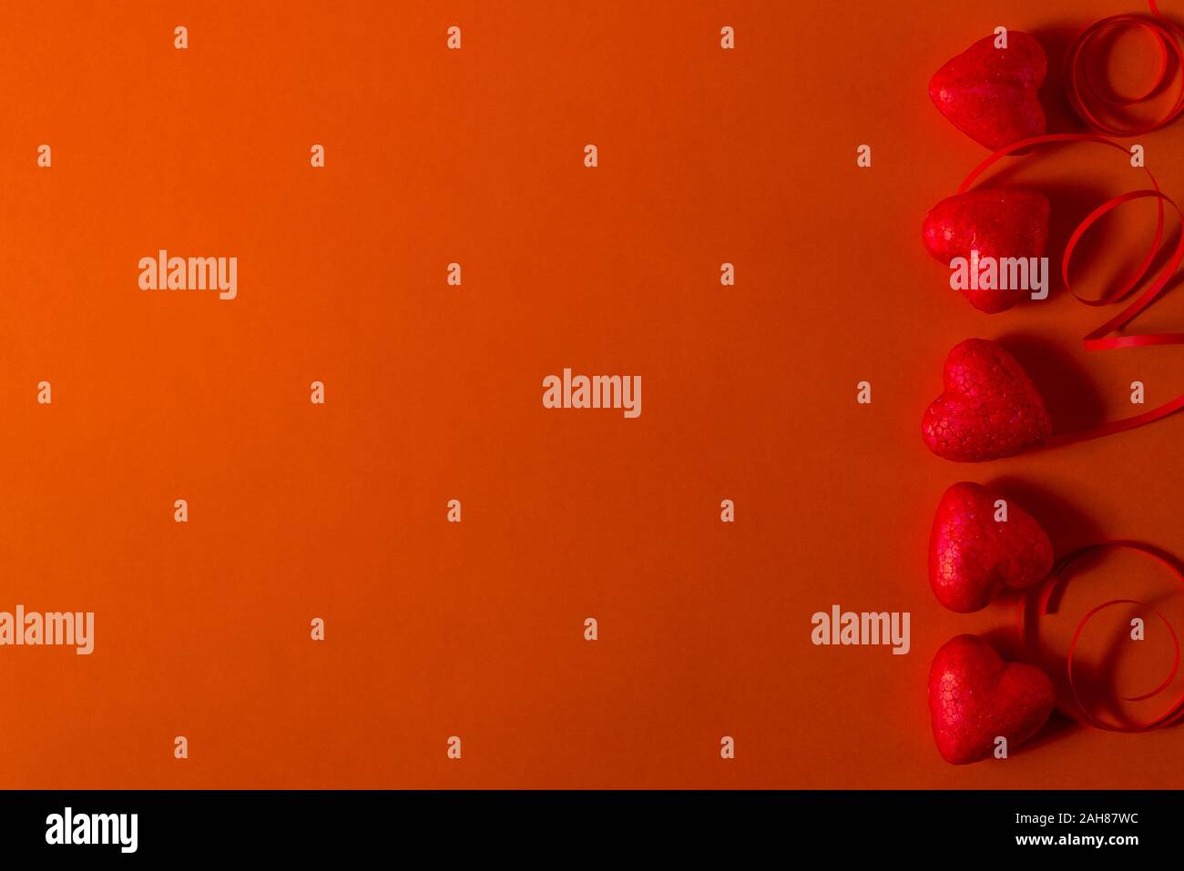 Valentine's day romantic abstract satin hearts and ribbon background ...