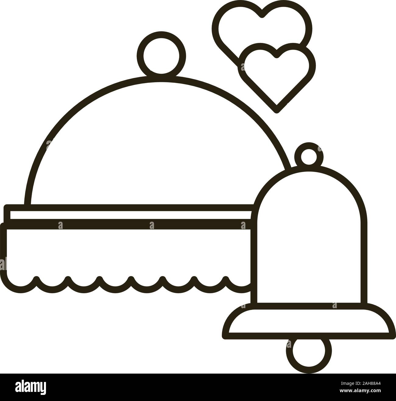 happy valentines day hearts with tray server and bell Stock Vector ...