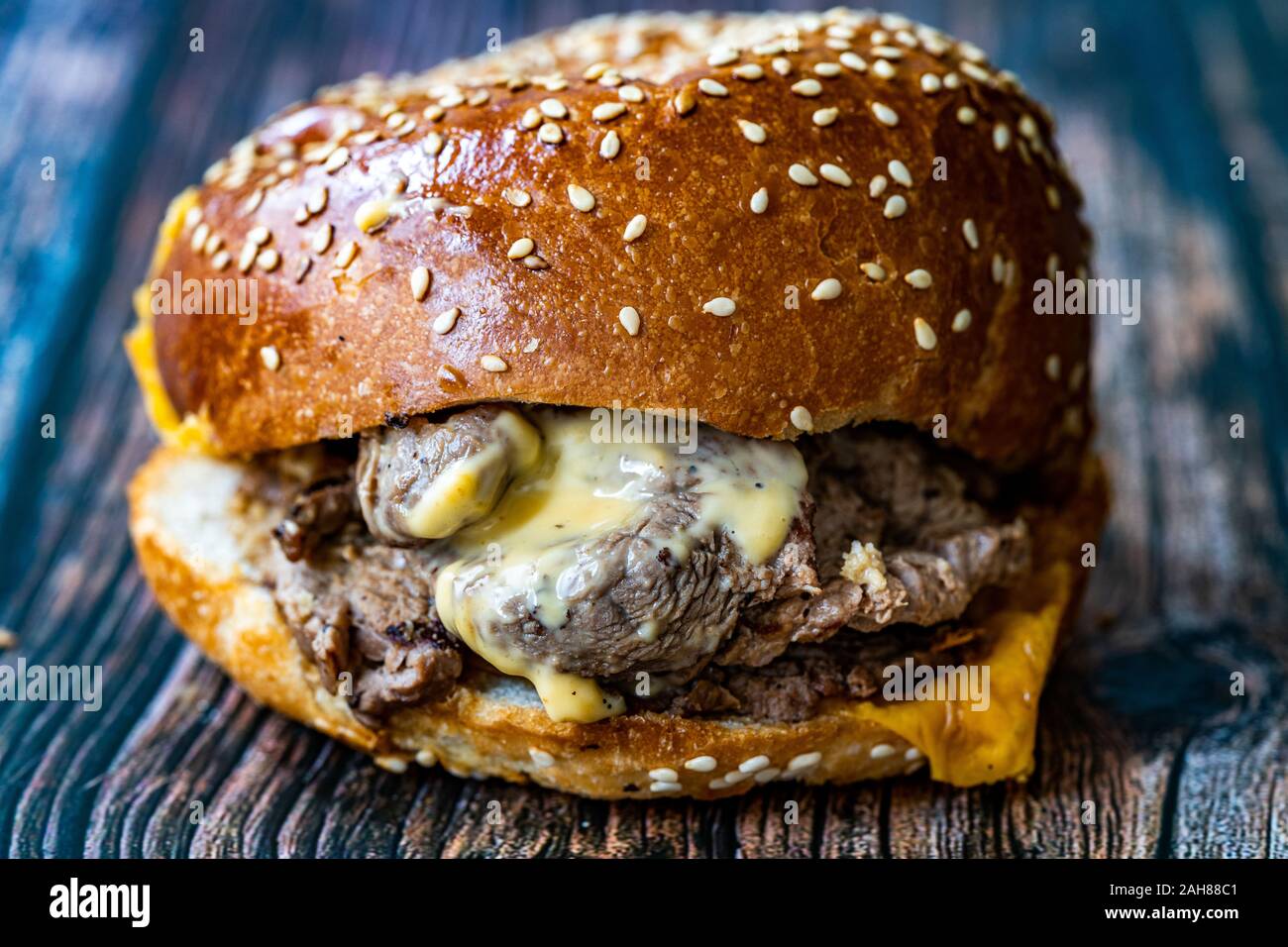 Steak Burger made with Lamb Meat Lokum and Cheddar Cheese / Hamburger ...