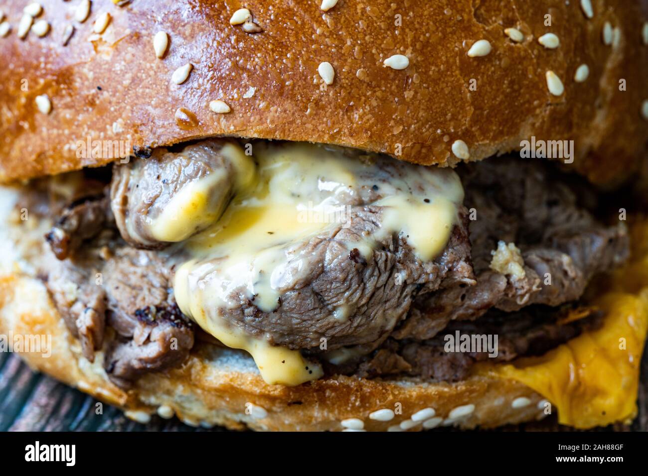 Steak Burger made with Lamb Meat Lokum and Cheddar Cheese / Hamburger ...