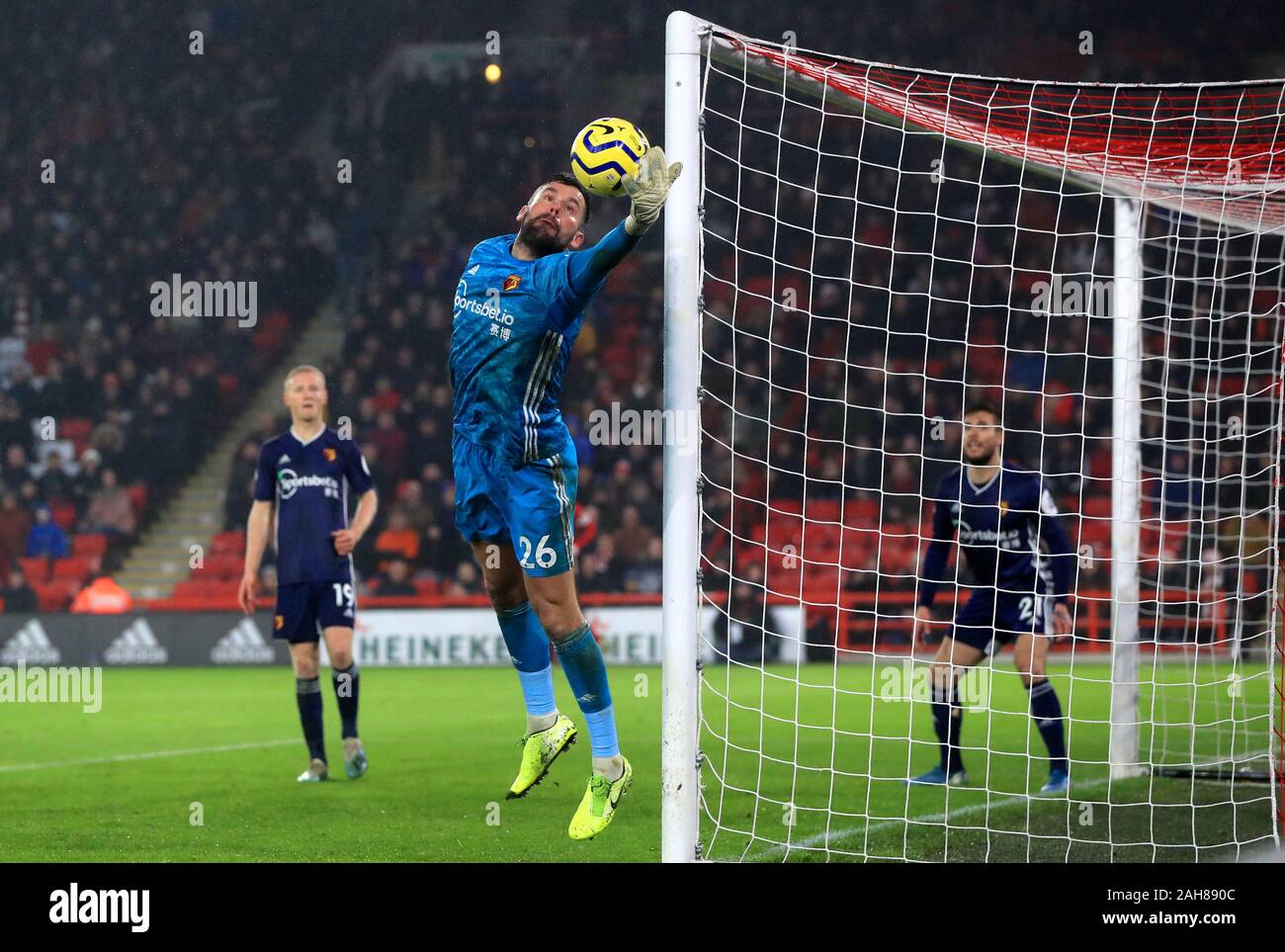 Watford goalkeeper Ben Foster makes a save during the Premier League ...