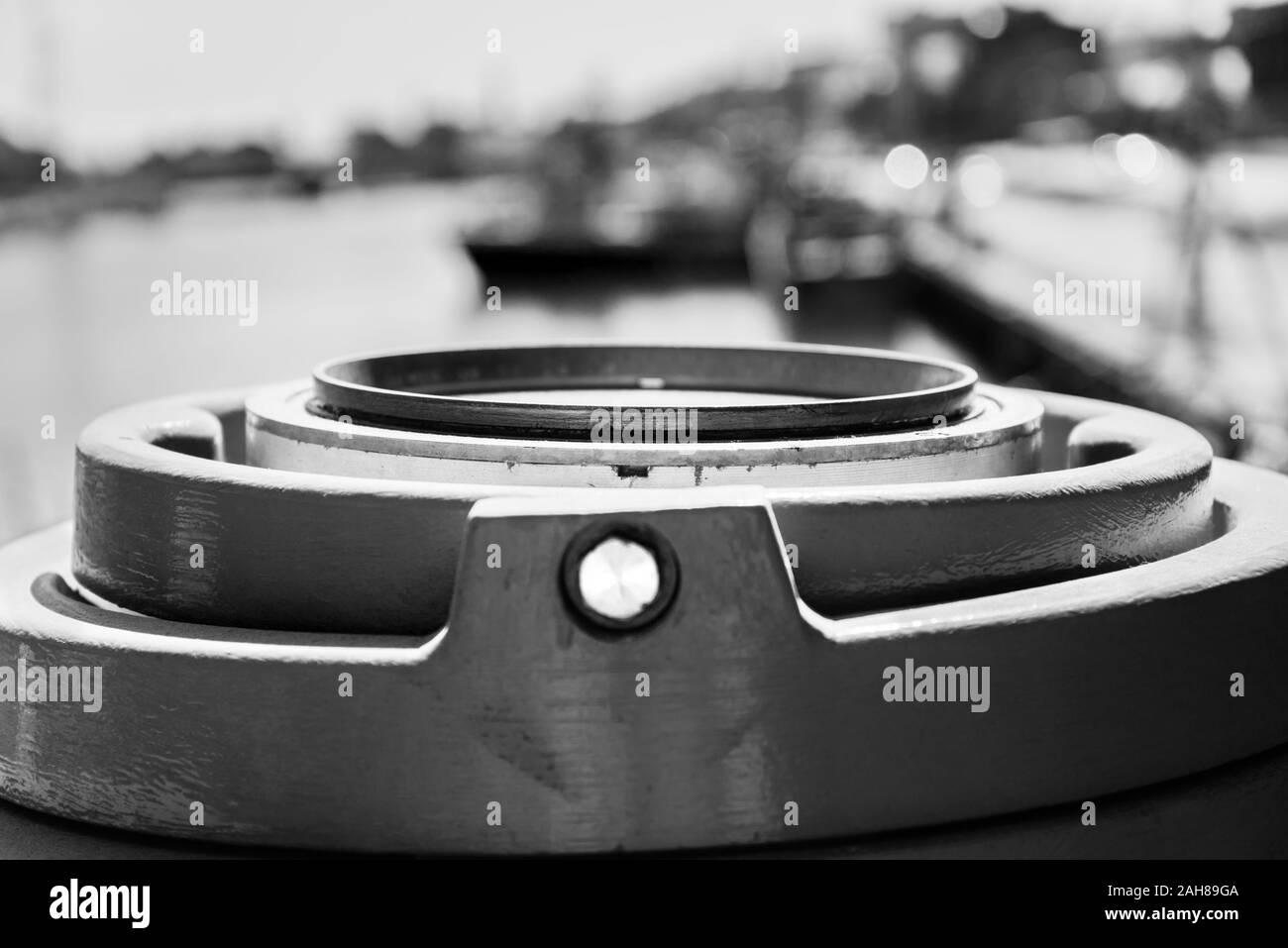Magnetic compass on the captain bridge of big ship Stock Photo - Alamy