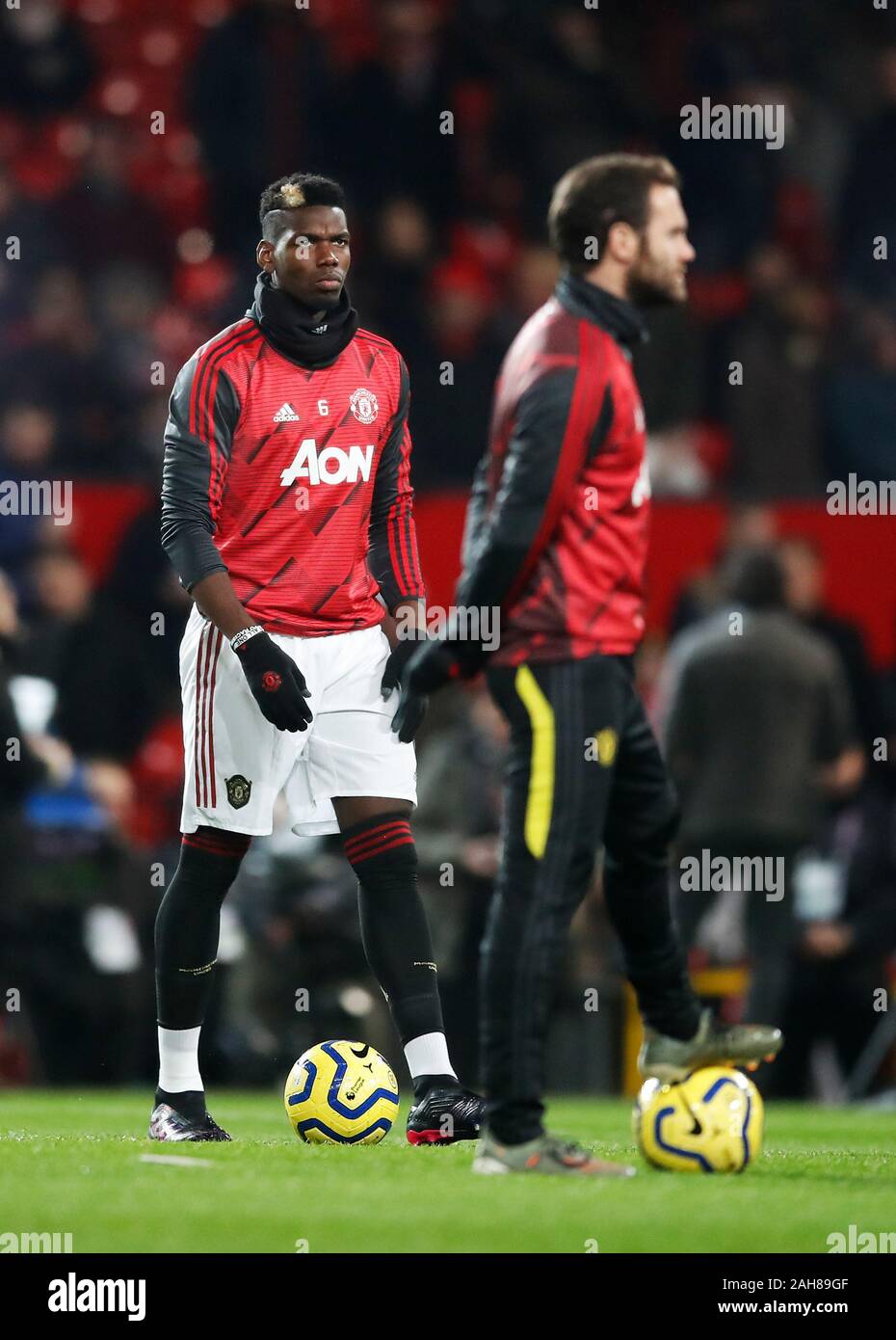 Manchester United's Paul Pogba (left) and Juan Mata before the Premier ...