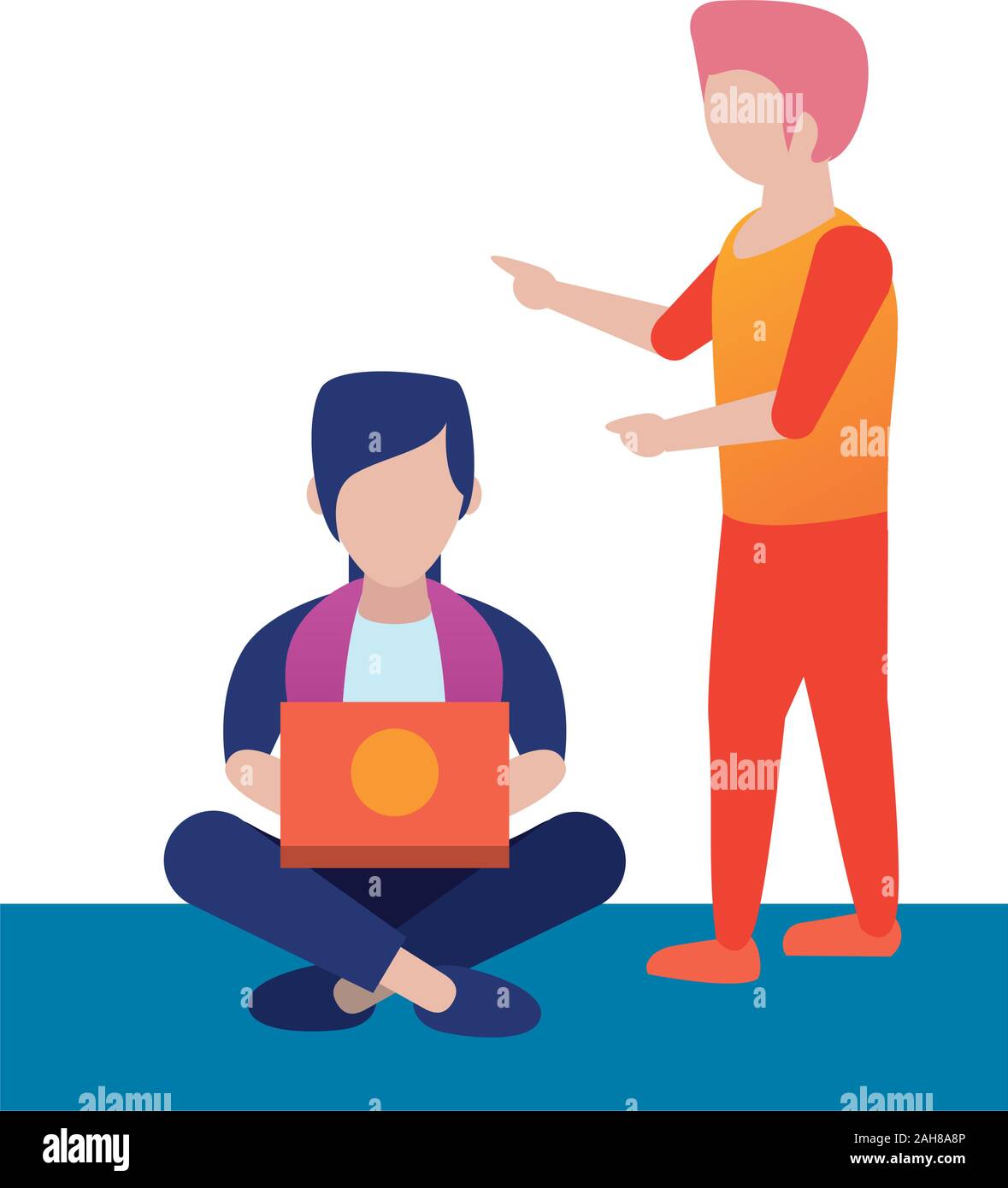 young men using laptop avatars characters Stock Vector Image & Art - Alamy