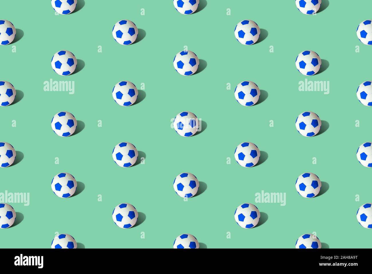 Soccer balls pattern on green background minimal creative sport concept ...