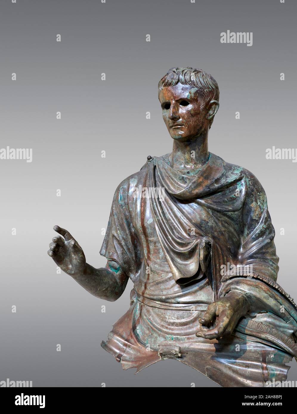 Roman bronze statue fragment of emperor Augustus, Circa 12-10 BC, found ...