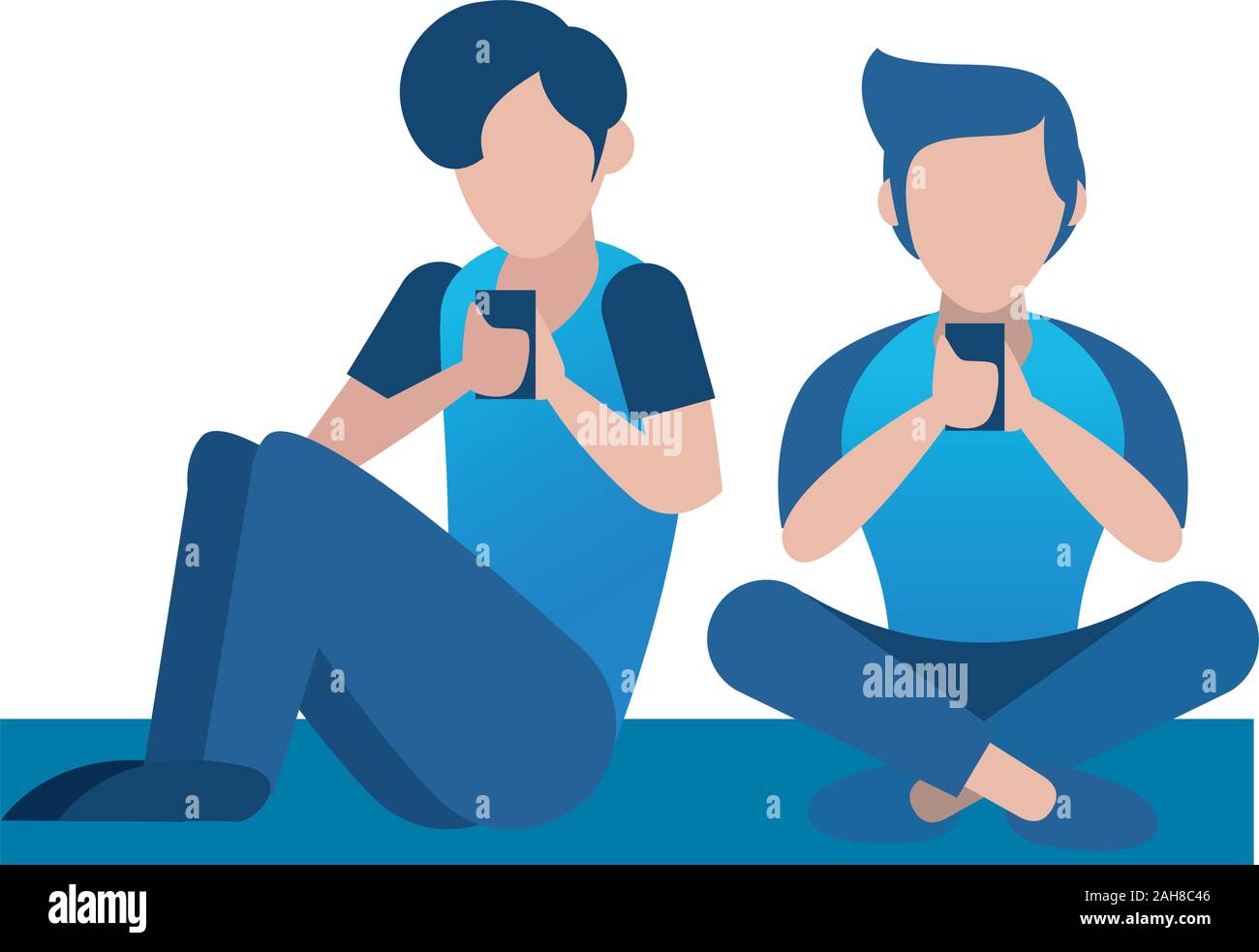 young men using smartphone avatars characters Stock Vector Image & Art ...