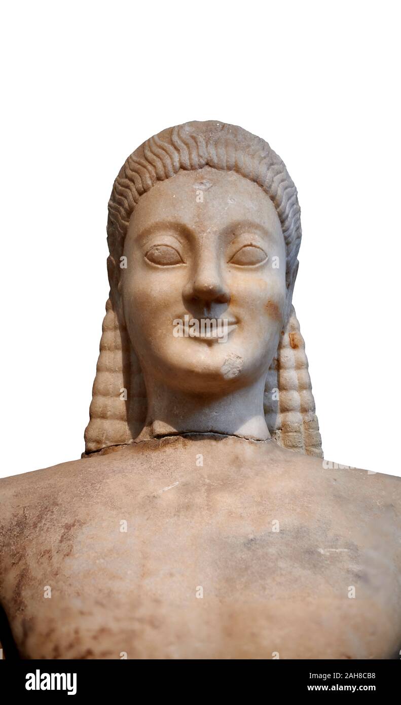 Parian marble Ancient Greek Archaic statue of a kouros, found in ...