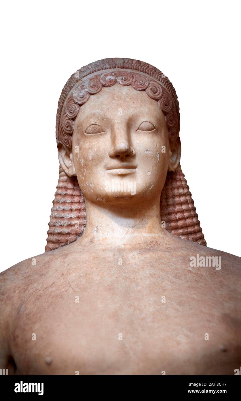 Parian marble Ancient Greek Archaic statue of a kouros, found in ...