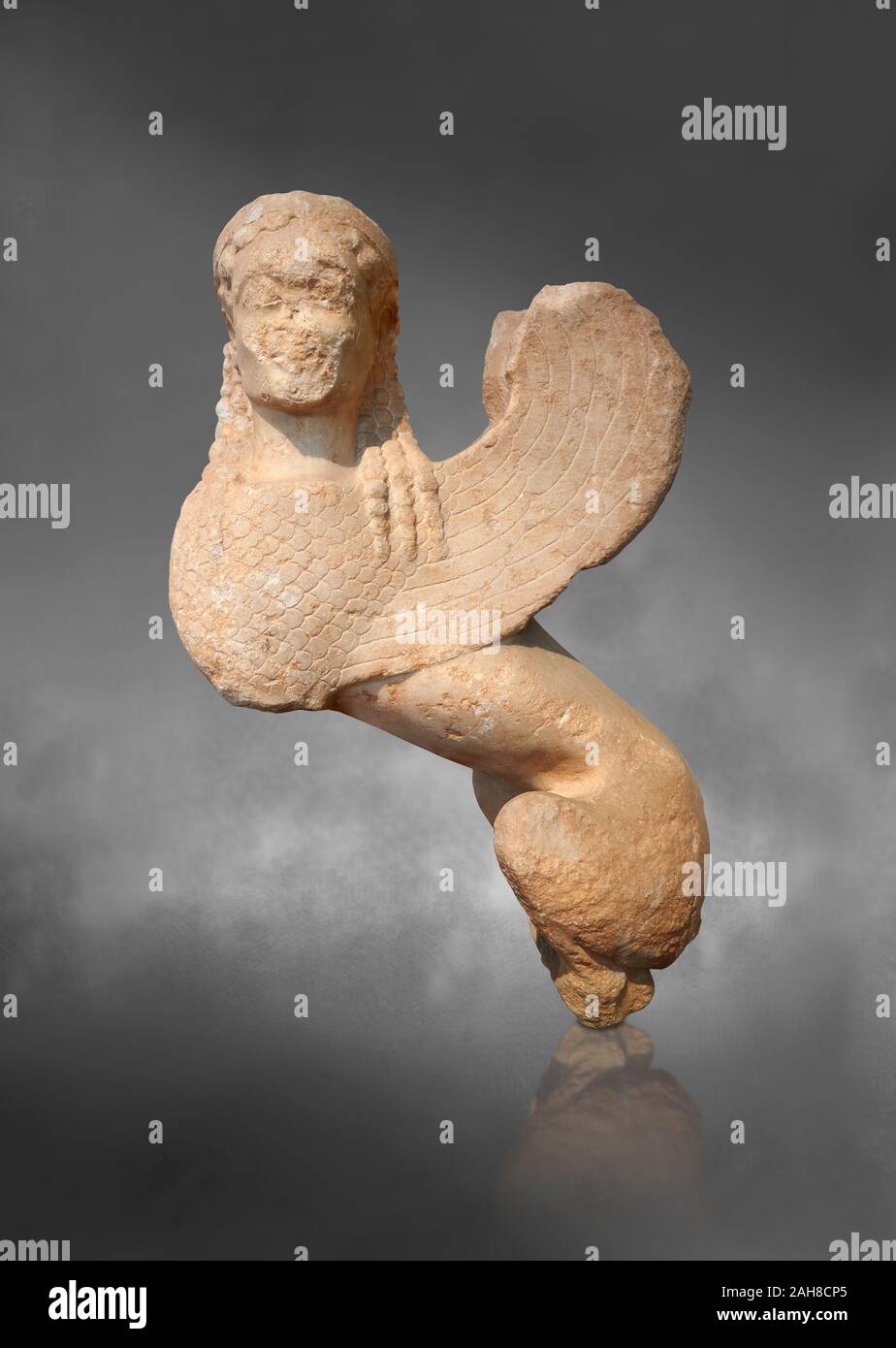 Parian marble Ancient Greek Archaic statue of a Sphnix from Spata ...