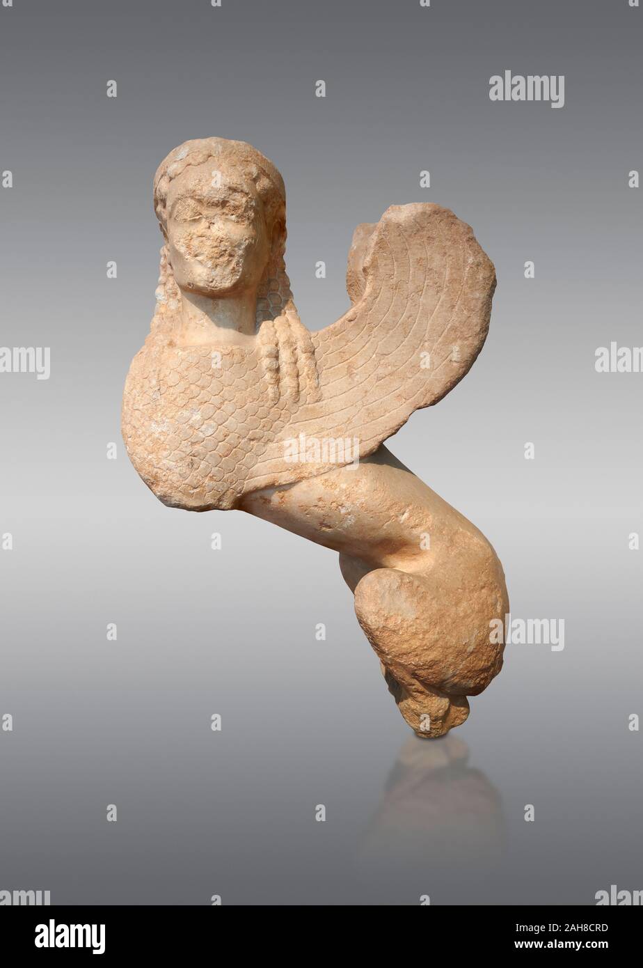 Parian marble Ancient Greek Archaic statue of a Sphnix from Spata ...