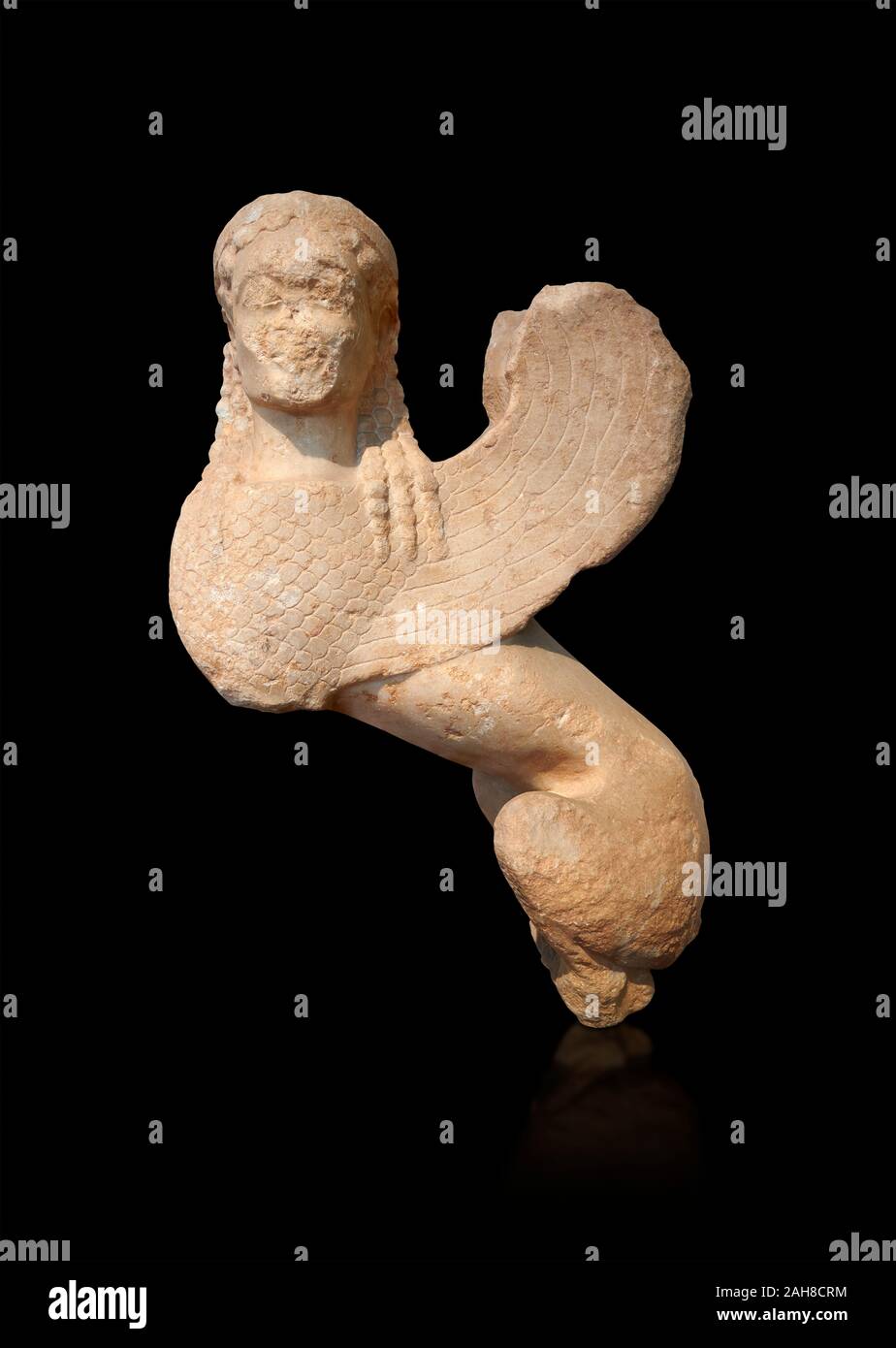 Parian marble Ancient Greek Archaic statue of a Sphnix from Spata ...