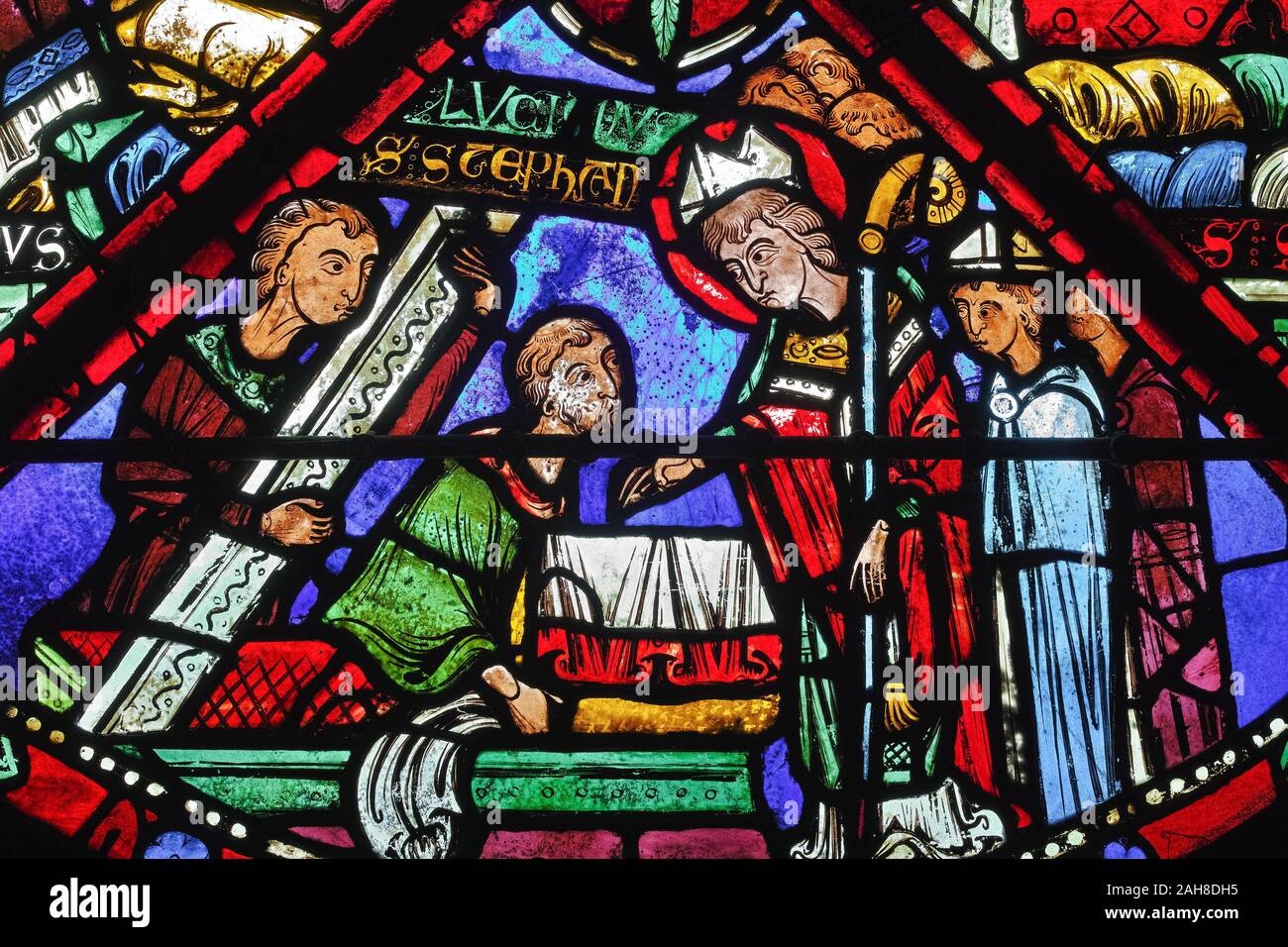 Bourges cathedral stained glass - The invention of the relics of St ...