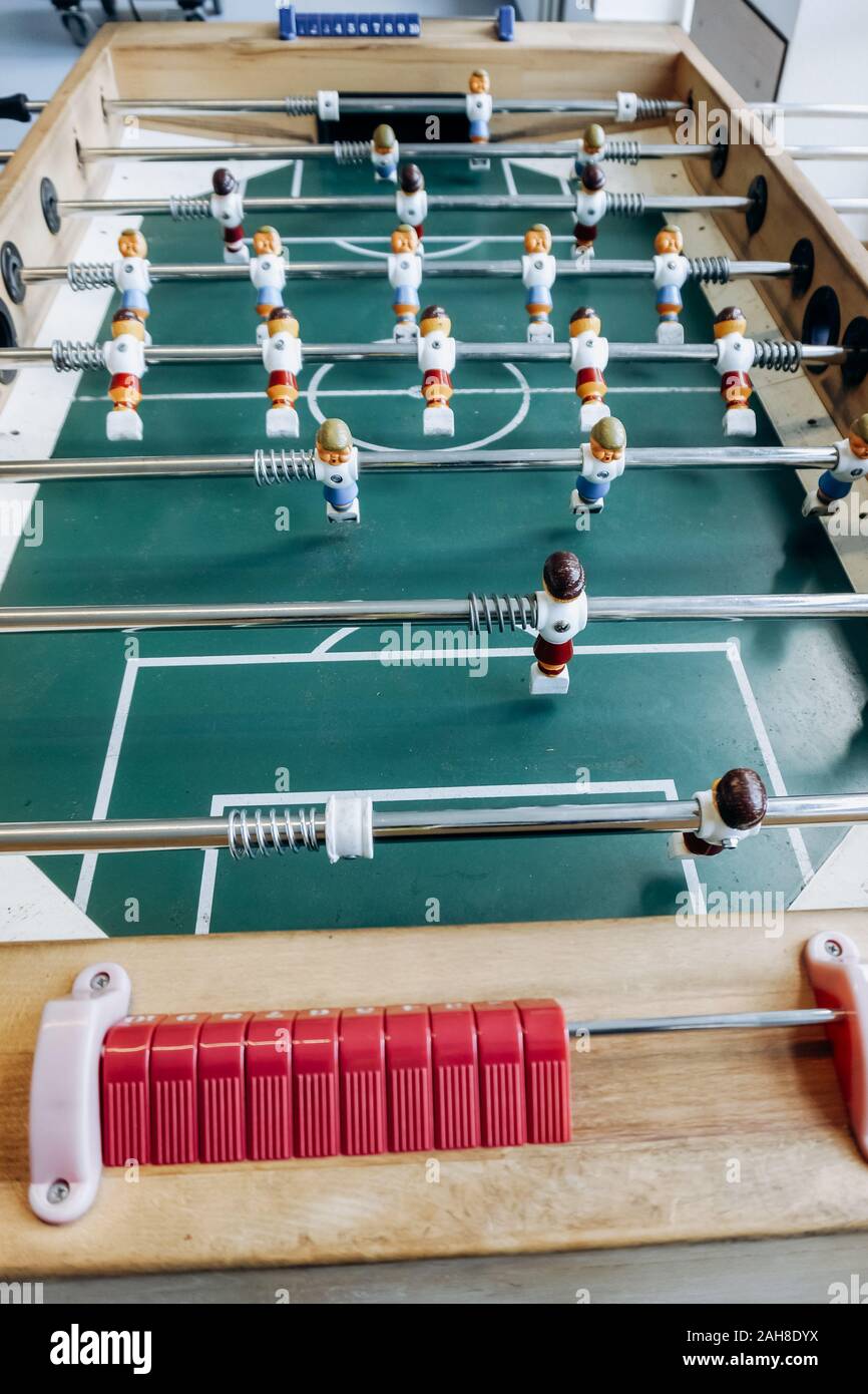 Table football game with red and blue players. Football game Stock ...