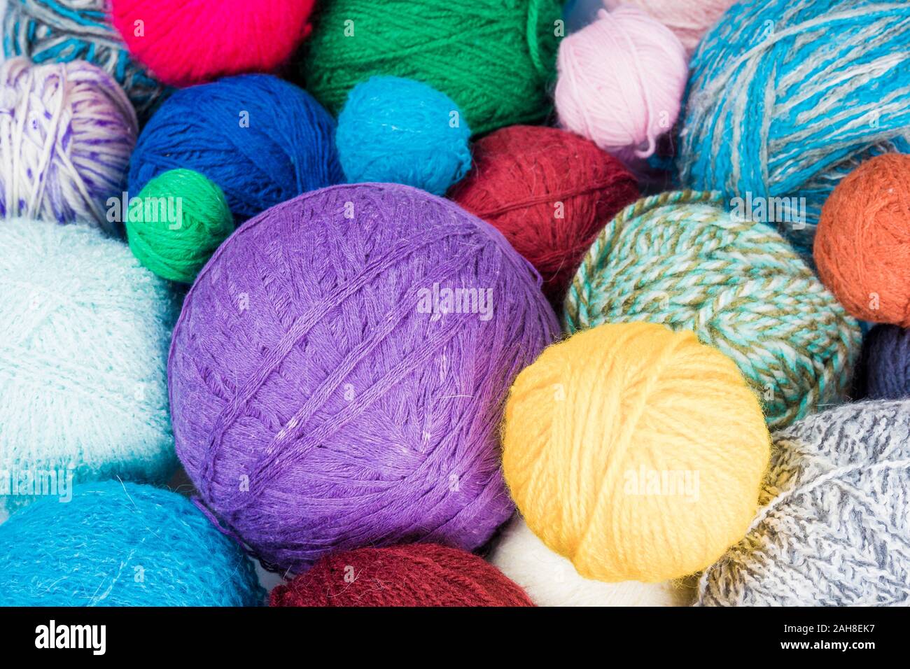 Balls of wool, made by hand. colorful balls from wool Stock Photo - Alamy