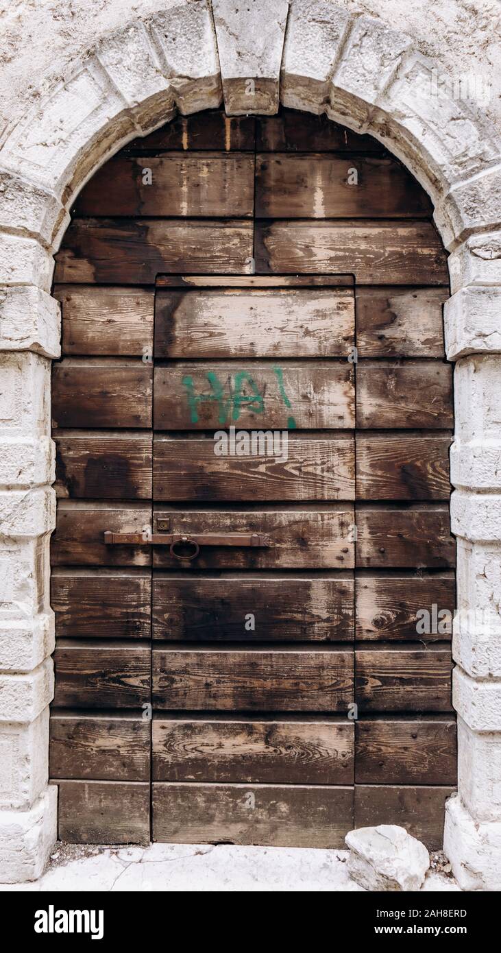 Arched medieval door with clipping path. Beautiful antique door Stock ...