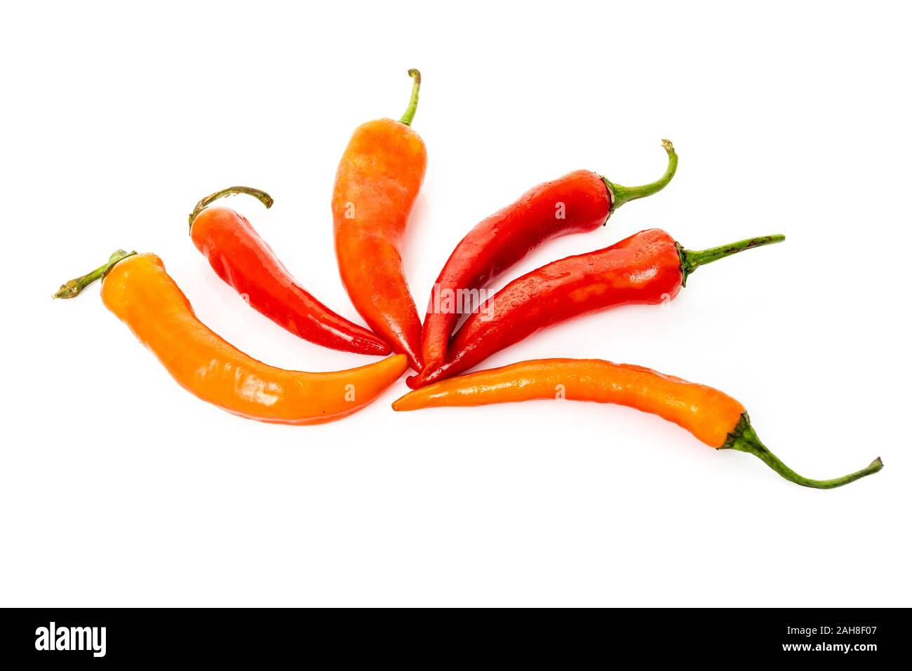 Red, green chilli peppers isolated on a white background Stock Photo ...