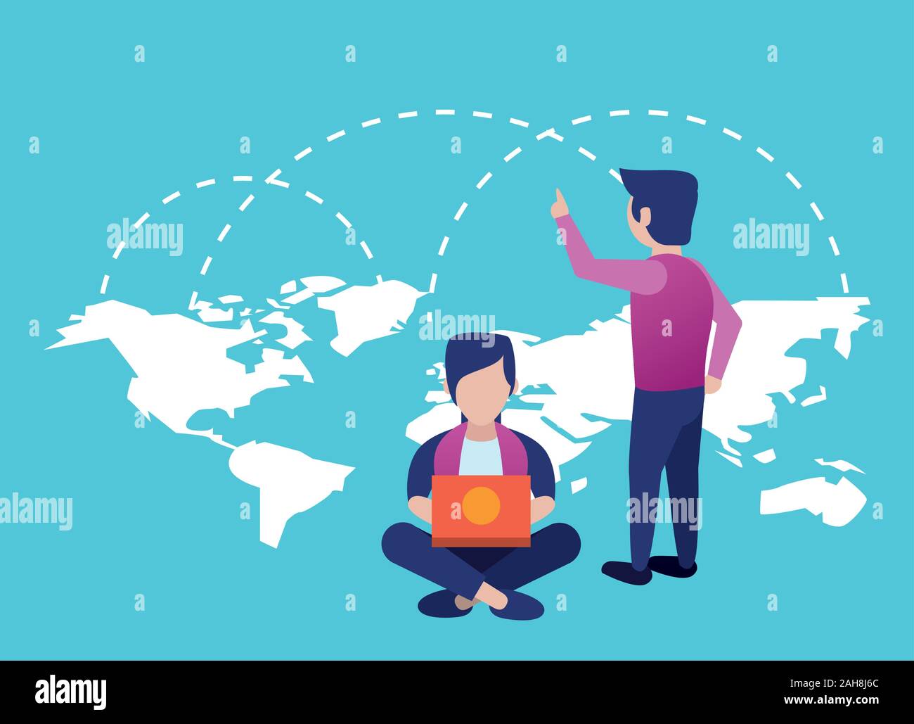 young men using laptop avatars characters Stock Vector Image & Art - Alamy