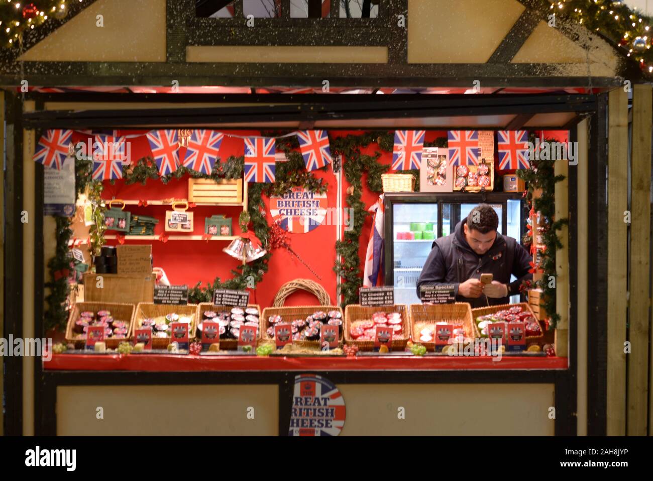 British Cheese stall at Winter Wonderland, Nottingham Stock Photo - Alamy