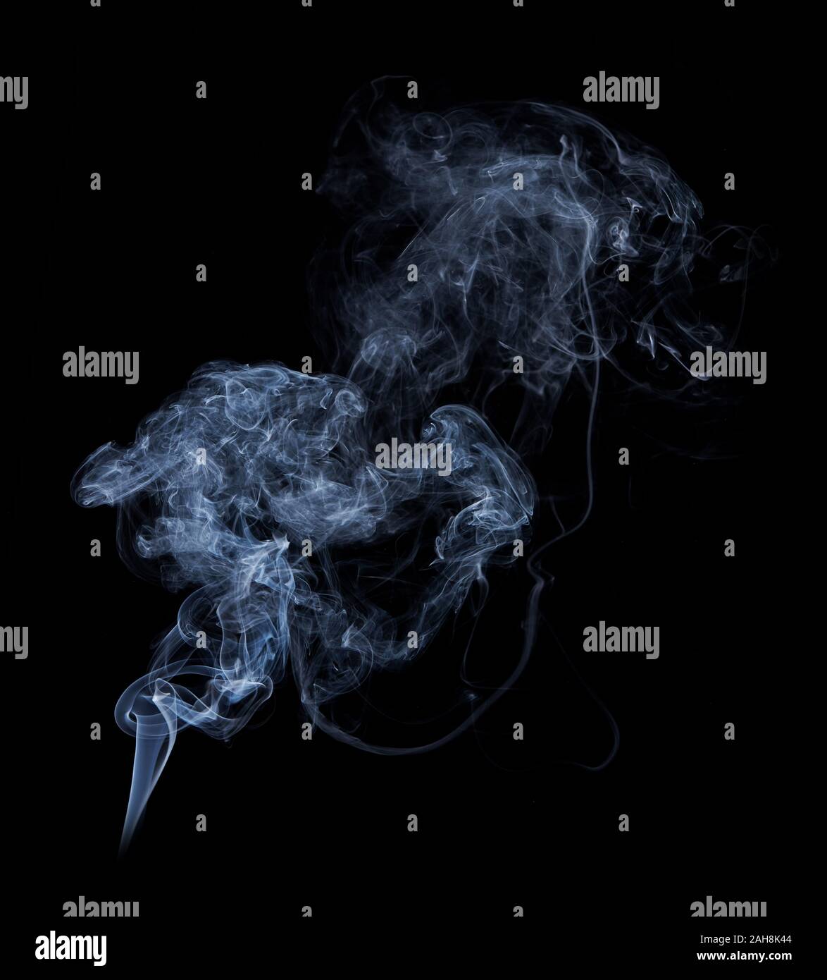 Photo of real white smoke on black background Stock Photo - Alamy