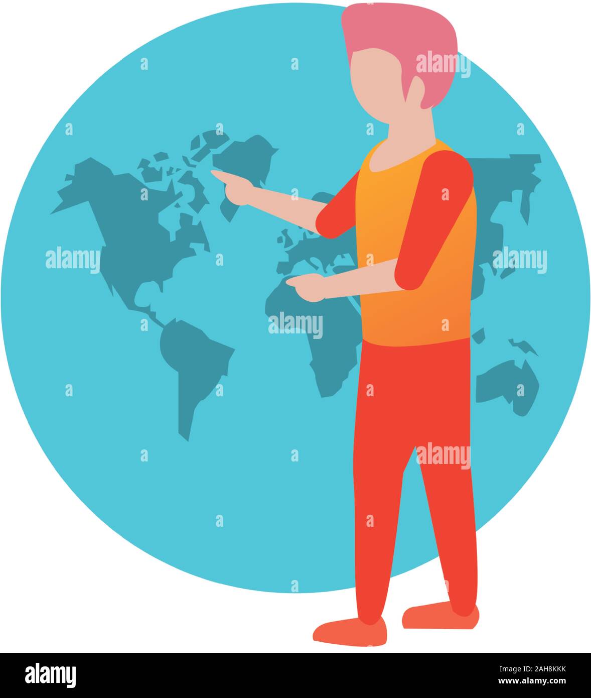 young man with world planet earth character Stock Vector Image & Art ...