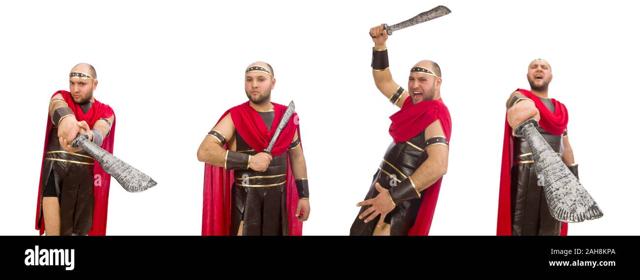 The gladiator isolated on white background Stock Photo - Alamy
