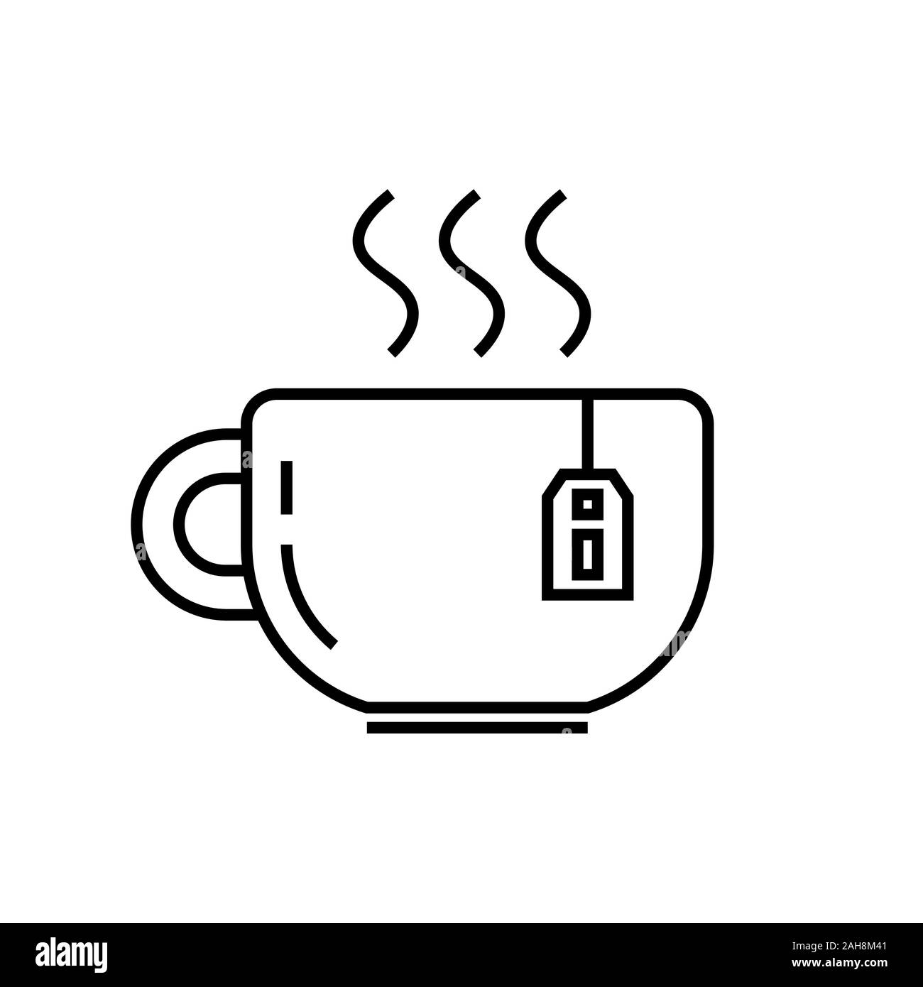 Cup of hot tea icon on white background. Simple line vector icon Stock ...