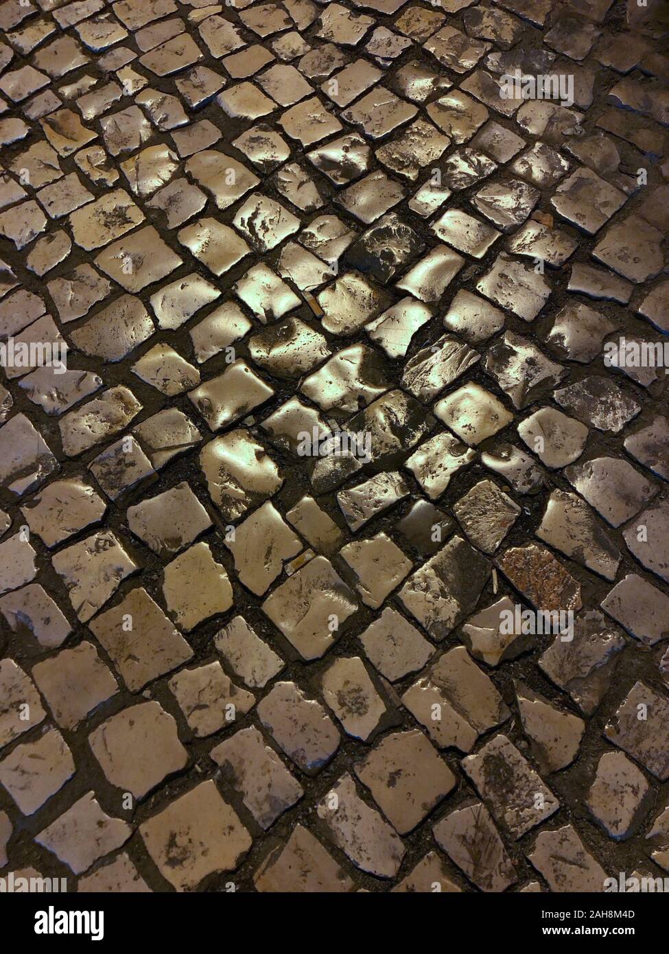 Cobblestone street, Lisbon, Portugal. Background texture of the Typical ...