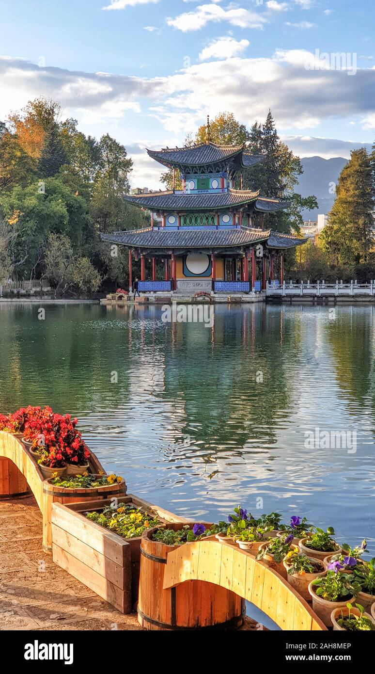 Black Dragon Pool Scenic Park at Lijiang, Yunnan Province, China Stock ...