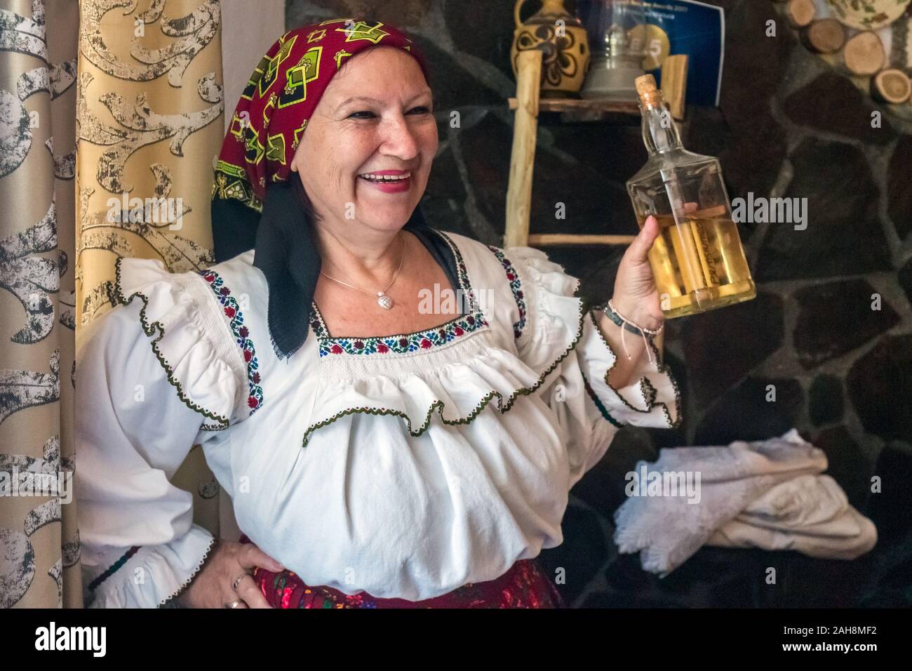 Barsana, Romania - July 01 2018: Local people dressed in traditional ...