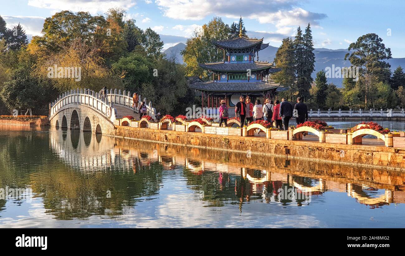 Black Dragon Pool Scenic Park at Lijiang, Yunnan Province, China Stock ...